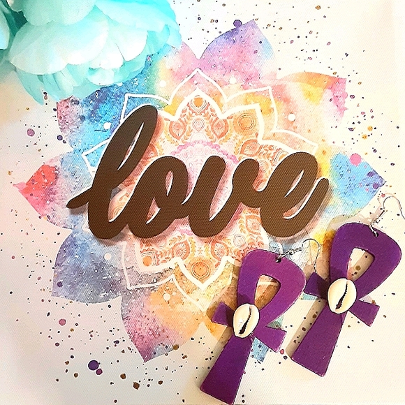 Jewelry | Purple Wooden Ankh Cowry Shell Earrings | Poshmark